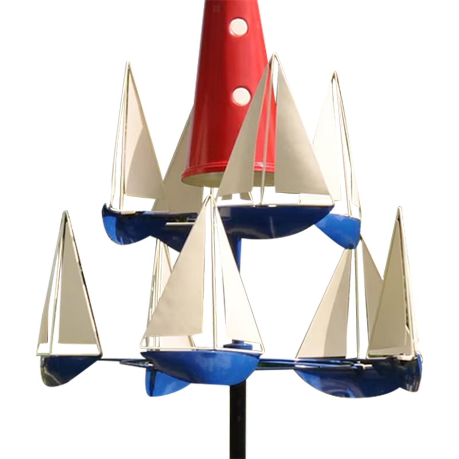 Sailboat Windmill Decorations with Stake Wind Toys American Style Iron ...