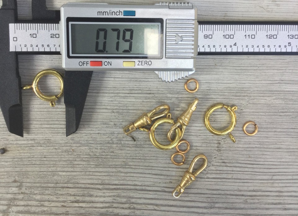5 Sets GOLD Tone Spring Ring & Swivel Clip Clasps. Pocket Watch Chain ...