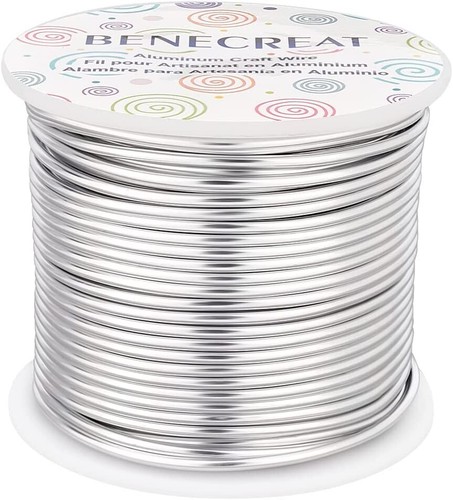 BENECREAT fil d'aluminium silver 12 Gauge/2mm longueur 30m artisanat ...