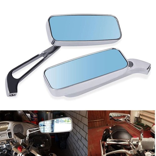 Rectangle Motorcycle Mirrors For Harley Cruiser Bobber Chopper Softail ...