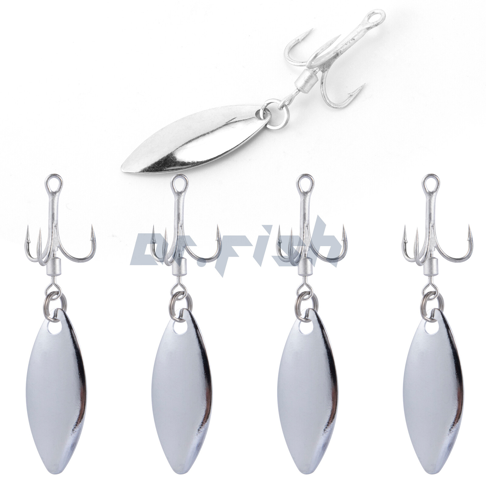 Dr.Fish 10pcs Bladed Treble Hooks Fishing Hook with Spinner Willow ...