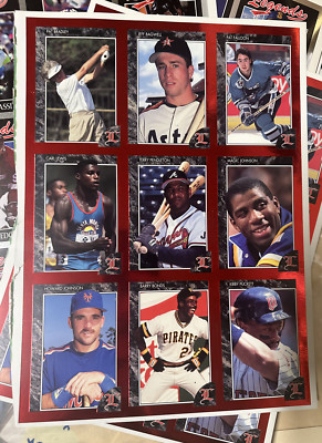1992 Legends Uncut Sheet Cards MAGIC/BARRY BONDS/PUCKETT/LEWIS/BAGWELL ...
