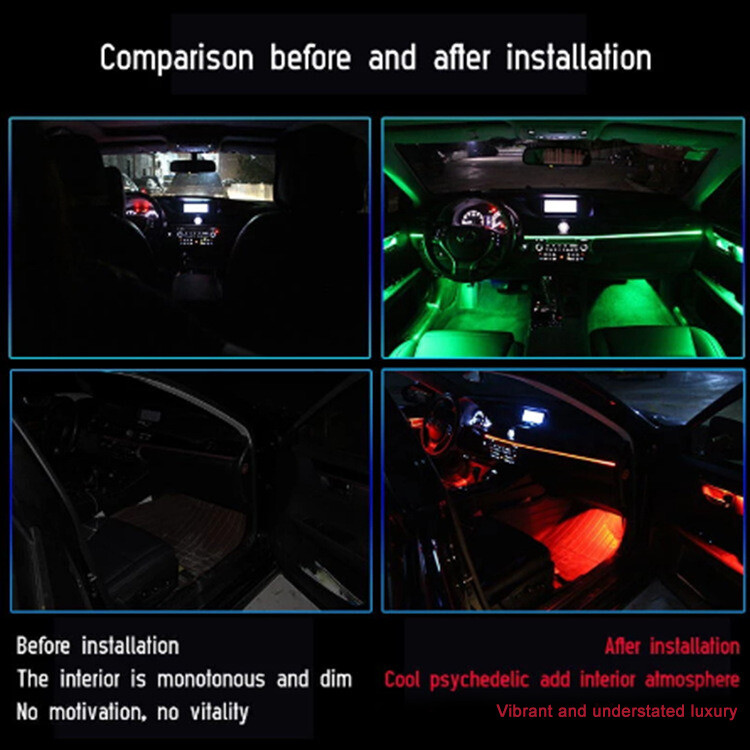 RGB LED Car Interior Fiber Optic Neon Wire Strip USB Atmosphere Light ...