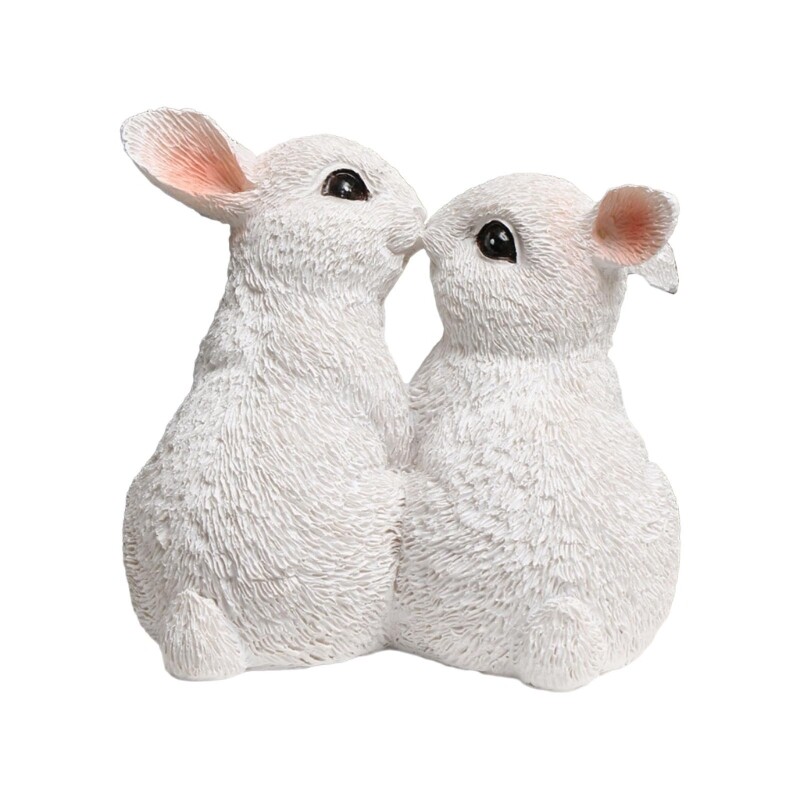 Lovely Rabbit Statue Handmade Kiss Rabbit Figurine Cute Sculpture | eBay