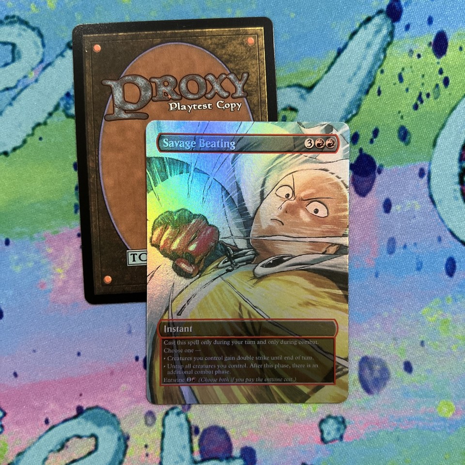 Savage Beating Full Art Foil Play Test Mtg Card One Punch Man | eBay