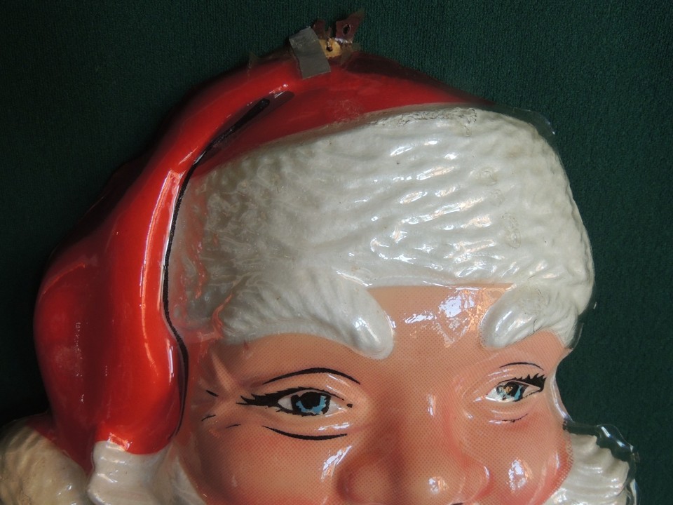 Vintage Styrofoam 11.5" Christmas Santa Claus Head Face Plastic Holiday ...