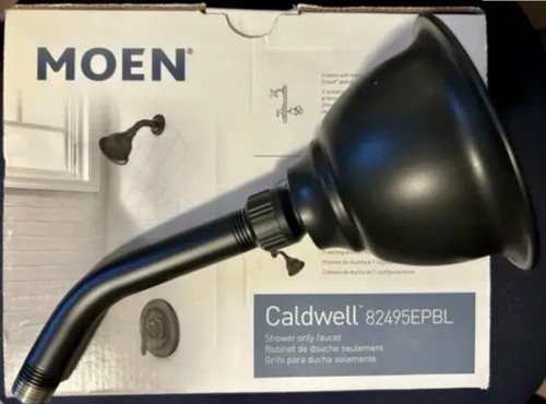 MOEN CALDWELL MATTE BLACK SHOWER HEAD WITH ARM NEW IN BOX | eBay