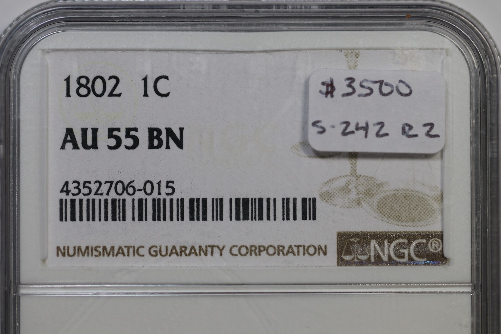 1802 S-242 R-2 NGC AU 55 Draped Bust Large Cent Coin 1c | eBay