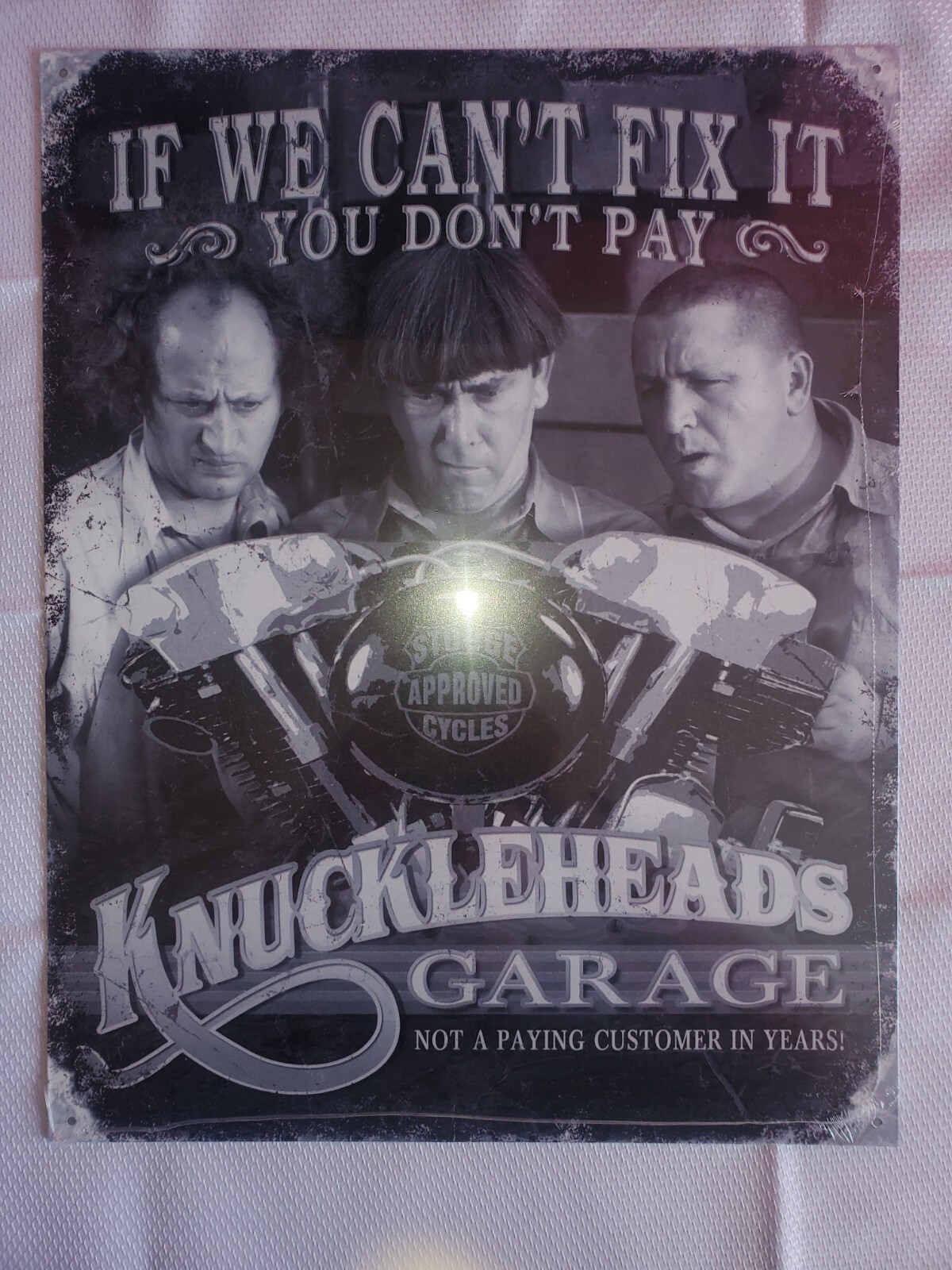 Three Stooges Tin Metal Sign Knuckleheads Garage 16x13 B0041jm2c0 for ...