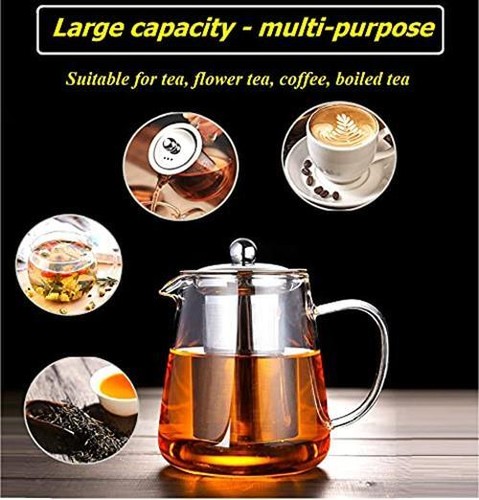 Glass Teapot with Removable Infuser, Stovetop Safe Tea Kettle, Tea ...