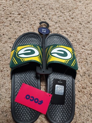 Brand NEW Green Bay Packers FOCO Slides Sandals Slide On Men's Size S 7 ...