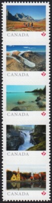 DIE CUT = LEFT Booklet strip of 5 stamps = FAR AND WIDE = Canada 2019 ...