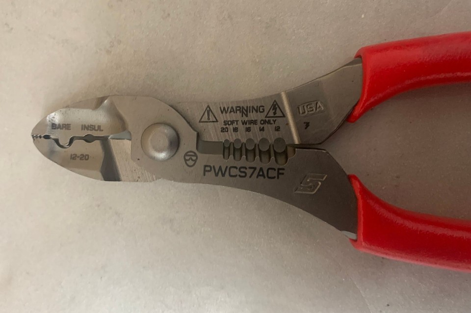Snap On 7" Wire Stripper / Cutter / Crimper Red (PWCS7ACF) | eBay