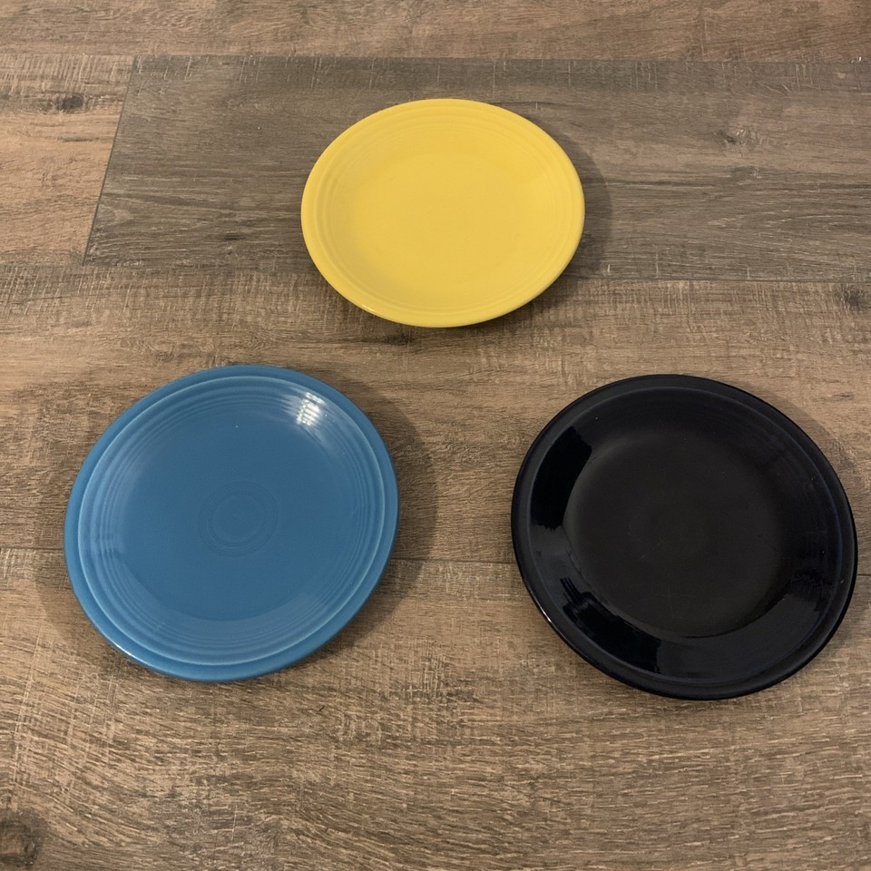 Fiesta Ware Set Of 3 Snack Plates Assorted Colors Made In USA Homer ...