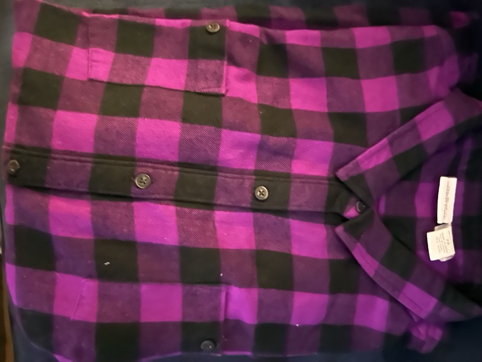 Vermont Country Store Women 2XL Purple Flannel Buffalo Check Boyfriend ...