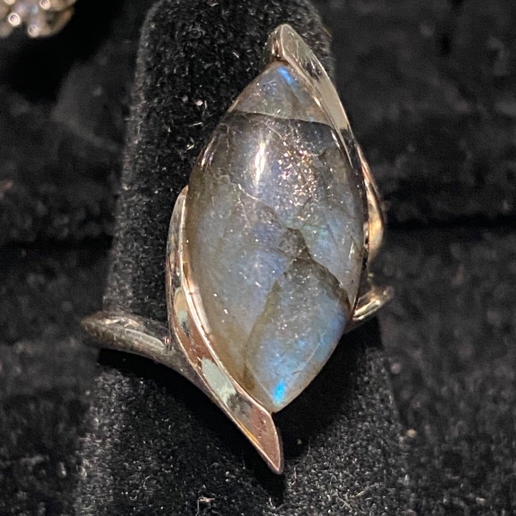 Labradorite Ring Size 6-1/4 20mm x 10mm Stone Sterling Silver 925 ...