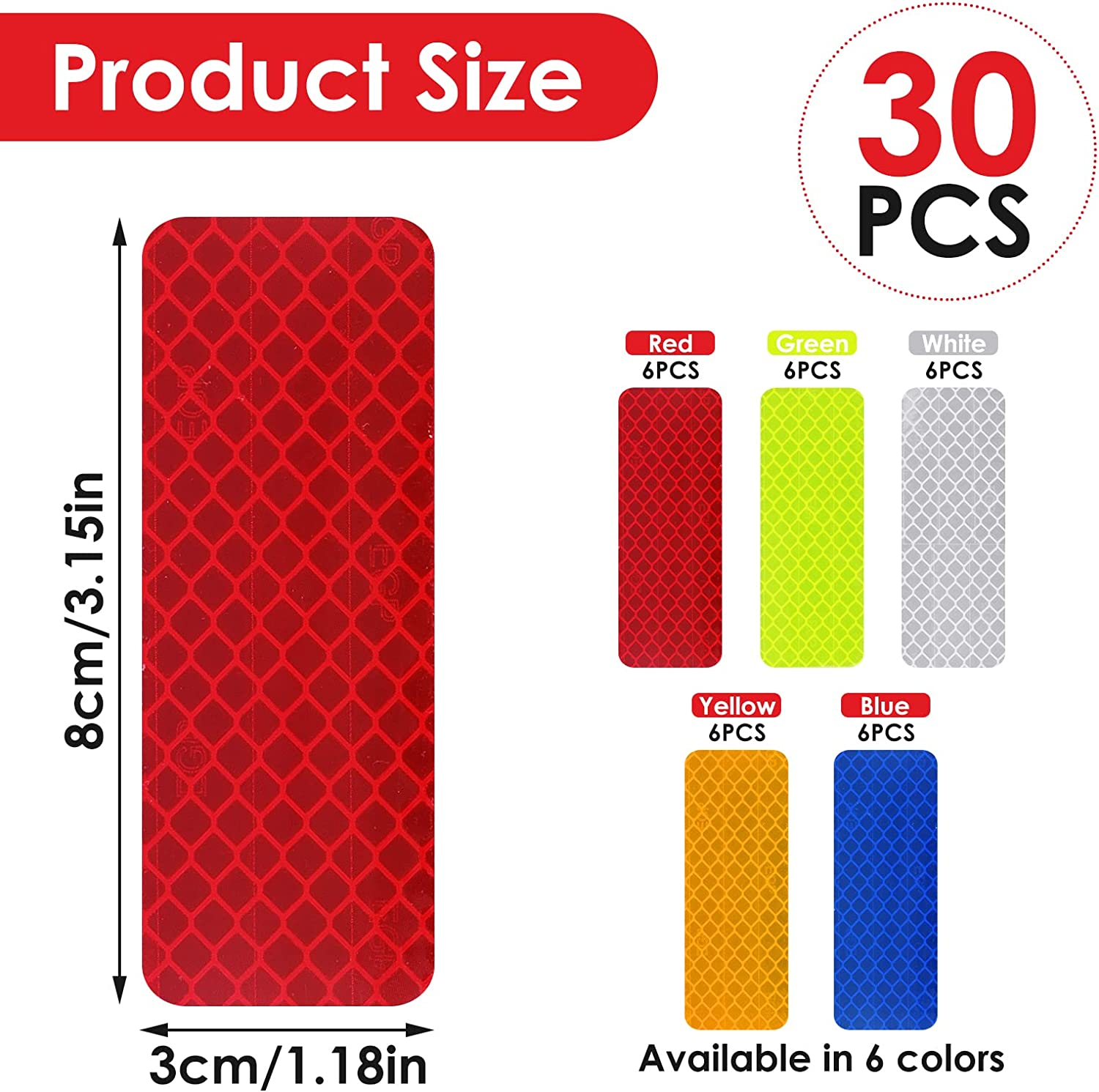 Abeillo 30 Pieces Safety Reflective Stickers, Warning Reflective ...