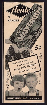 1950 PRINT AD~HENRY HEIDE,INC. CANDY JUJYFRUITS Sing A Song Of Candy | eBay