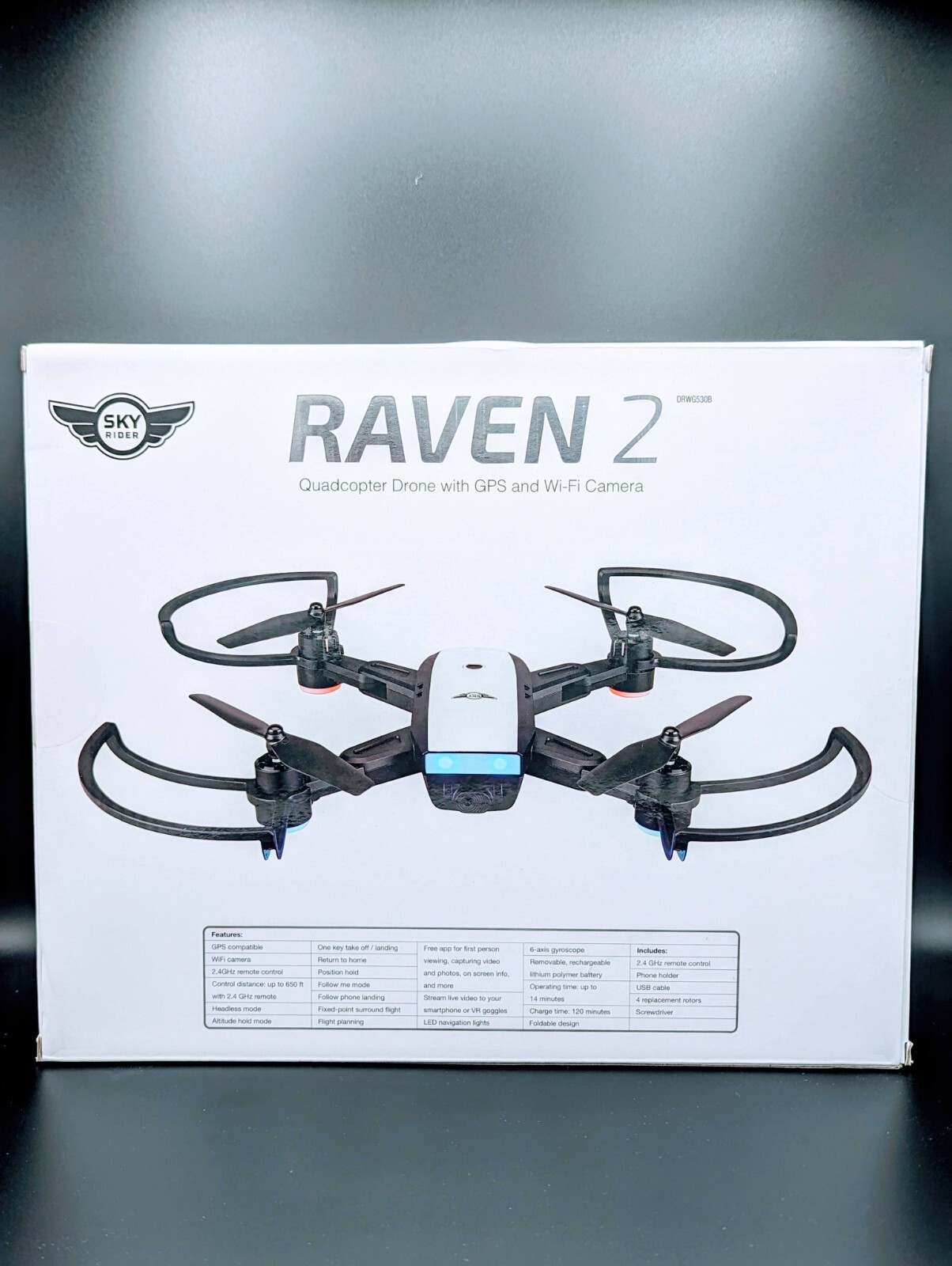 Sky Rider Raven 2 Quadcopter Drone with GPS and WIFI Camera Foldable ...