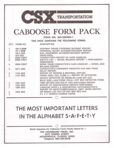 CSX Transportation - Railroad CABOOSE Form Pack | eBay