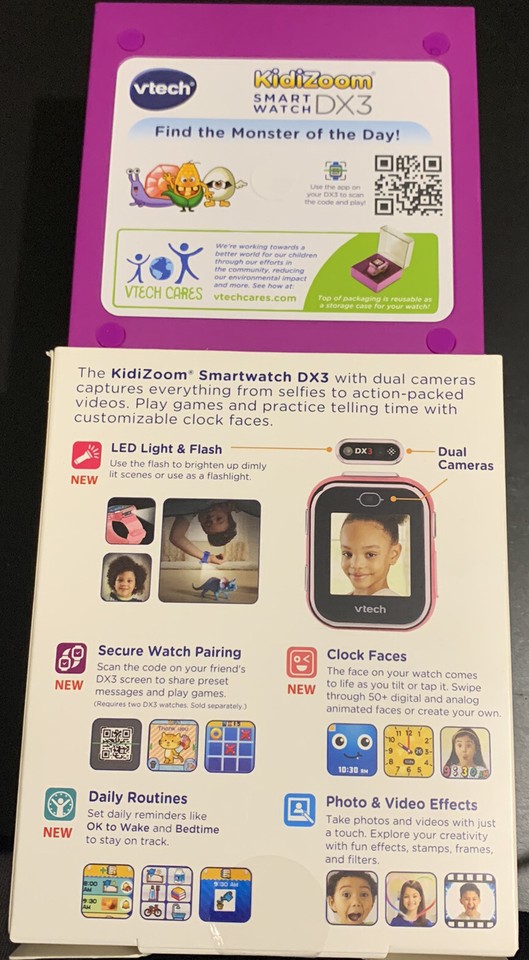 VTech 80-549030 KidiZoom Smartwatch DX3, Pink Glitter - New In Box | eBay
