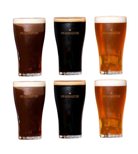 6x Headmaster Beer Glasses 425ml Crown Conical Schooner barware home ...