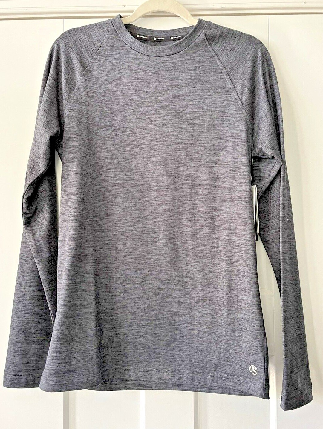 Gaiam Men's Small Fitness Shirt Power LS Crew Ebony Heather Slim Fit ...