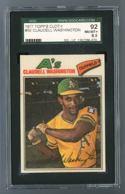 1977 Topps Cloth Stickers #50 Claudell Washington SGC 8.5 NM/MT+ #266 ...