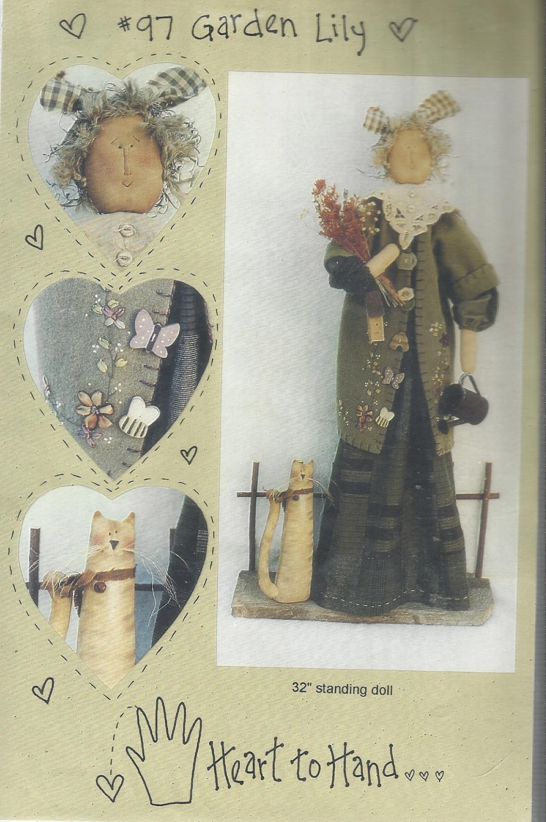 Heart To Hand Pattern-Garden Lily Doll-32" Standing Doll-Includes Wood ...