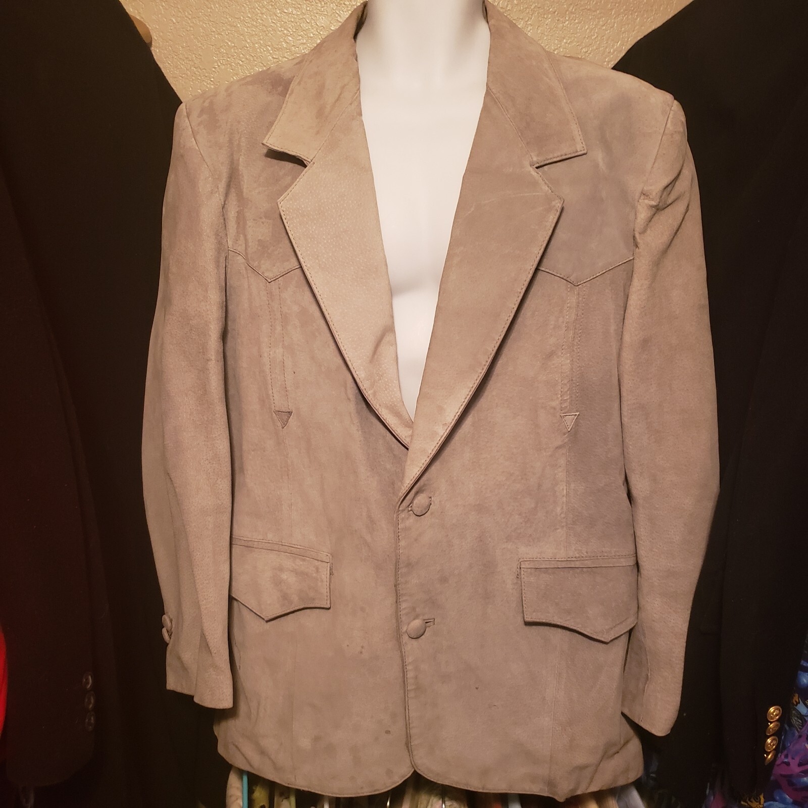 Pioneer Wear Mens Western Pig Split Leather Blazer Co… - Gem