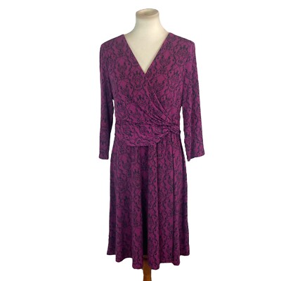 Chadwicks Of Boston Womans Wrap Dress Size 14 Stretchy 3/4 Sleeves | eBay