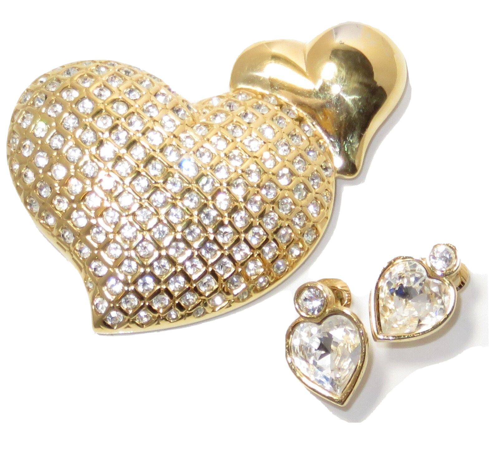 Swarovski 2" Double Heart Pave Crystals Large Brooch … - Gem