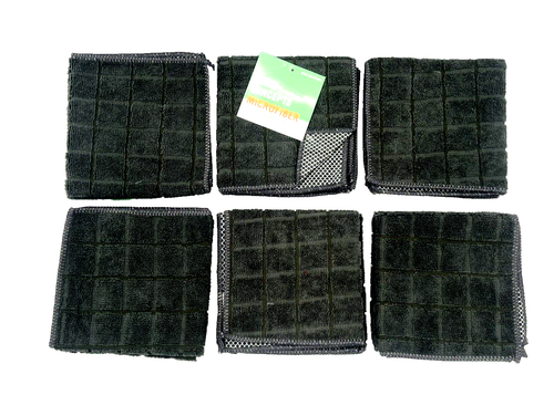 Microfiber Kitchen Scrubber Dish Cloths 6Pc Set Multipurpose Charcoal ...