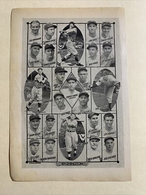 Washington Senators Rick Ferrell Bucky Harris Bluege 1939 Baseball Team ...