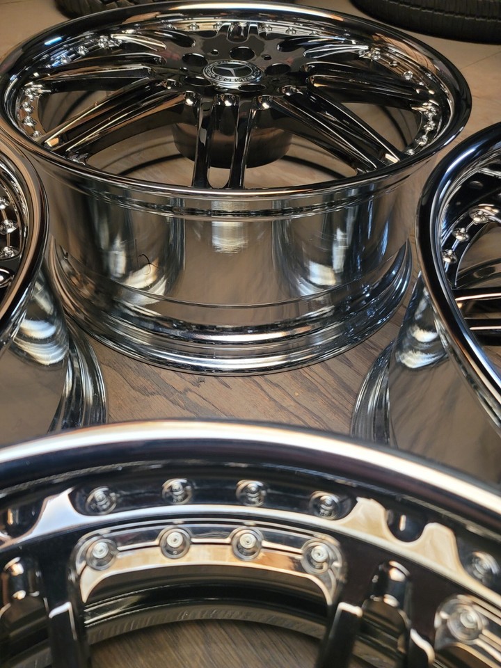 Custom Forged Wheels Rims 21 inch Staggered 5X112 Black Chrome Mercedes ...
