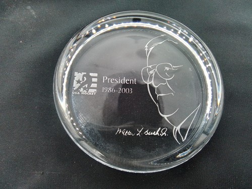 Walter Lewis Bush ETCHED AUTOGRAPH PAPERWEIGHT USA HOCKEY PRESIDENT ...