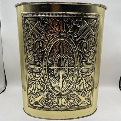 Vintage Mid Century Harvell Medieval Theme Oval Metal Trash Can | eBay