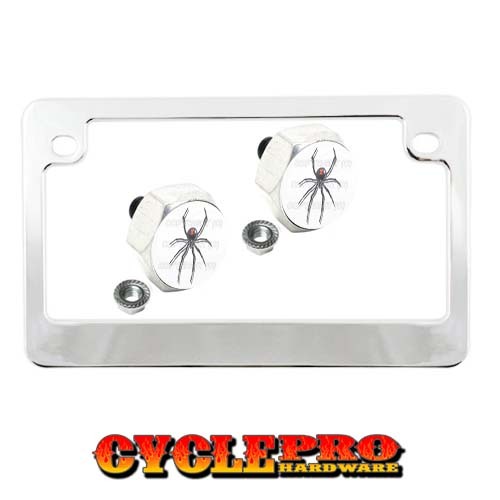 Chrome Metal Motorcycle License Plate Frame Hex Tag Bolt Kit - WIDOW ...