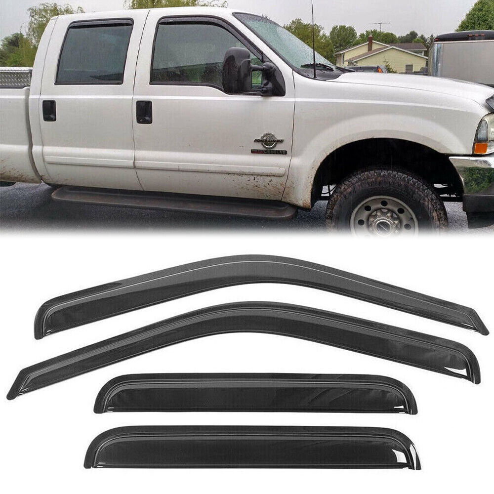 For 99-16 Ford F250 F350 F450 F550 Crew Cab Window Visor Rain Guards ...