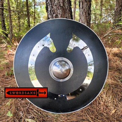 Horse Stallion Stainless Steel Medieval Wood Round Shield Wall Decor ...