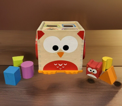 J’adore Wooden Owl Shape Recognition Educational Puzzle Sorting Cube ...