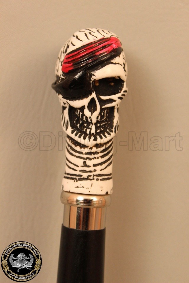 Vinatge Antique Pirates Handle Walking Stick Walking Cane Head Bone ...