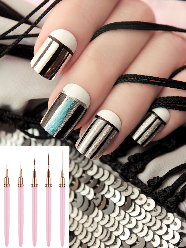 5Pcs Nail Art Brush Set for Long Lines Nail Art Liner Brushes with ...