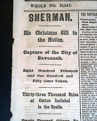 Abe CHRISTMAS PRESENT Sherman Captures Savannah Georgia 1864 Civil War ...