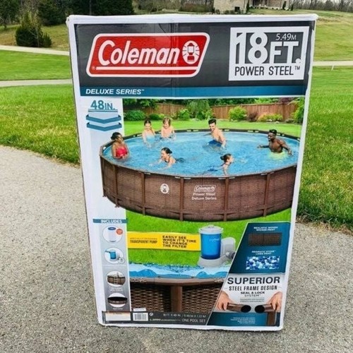 Coleman 18ft x 48in Power Steel Above Ground Swimming Pool KIT LOCAL ...