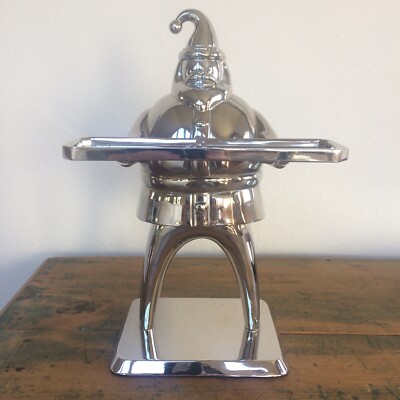 VTG SILVER PLATED ART DECO STYLE SANTA WITH SERVING TRAY 12.25” METAL ...