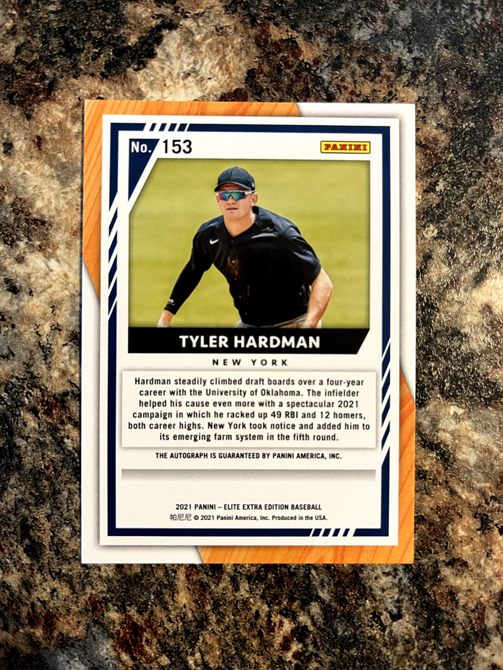 Tyler Hardman 2021 Panini Elite Extra Edition Auto Autograph New York ...