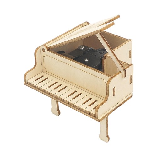 Wood DIY Piano Model Kit 3D Puzzle Music Box Assembled Learning Gift ...