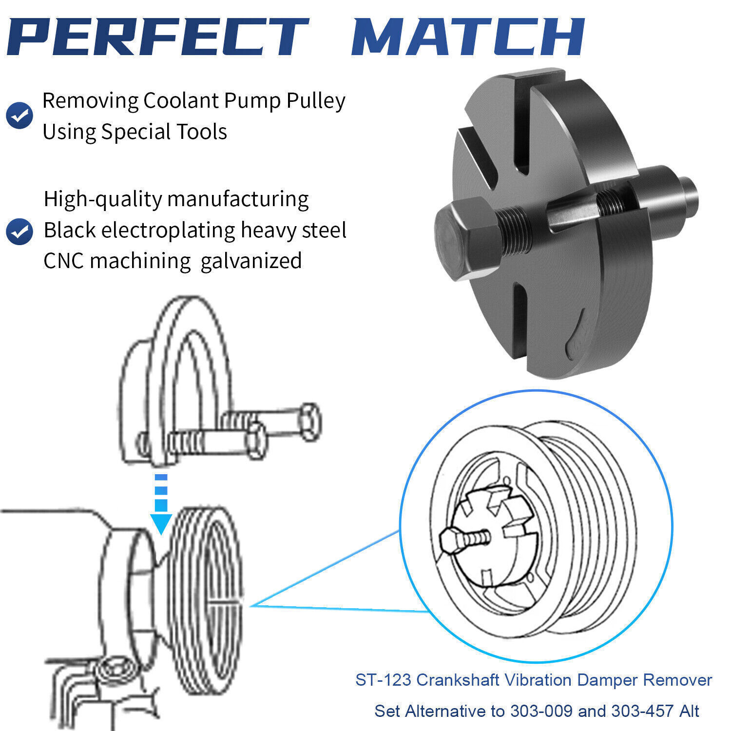 Water Pump Pulley Service Kit Removal Install Tool Set 303-S455 for ...