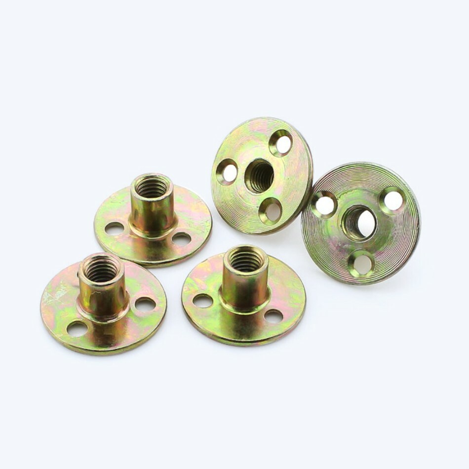 M8 M10 Round Flat Base T Nuts 3-Hole Tee Furniture Nut Screw Color Zinc ...